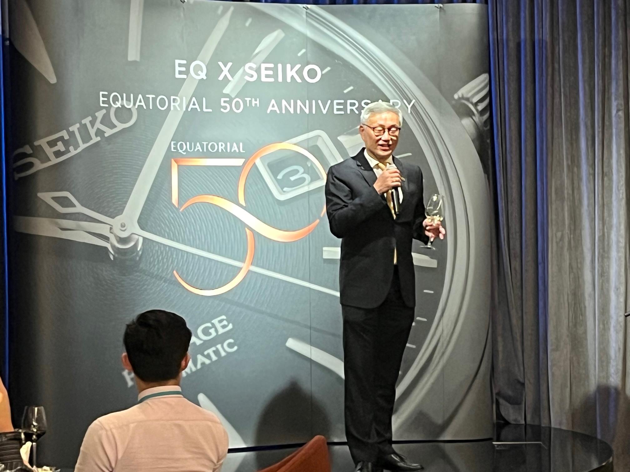 Donald Lim speaking at the launching of the Seiko timepiece for Hotel ...