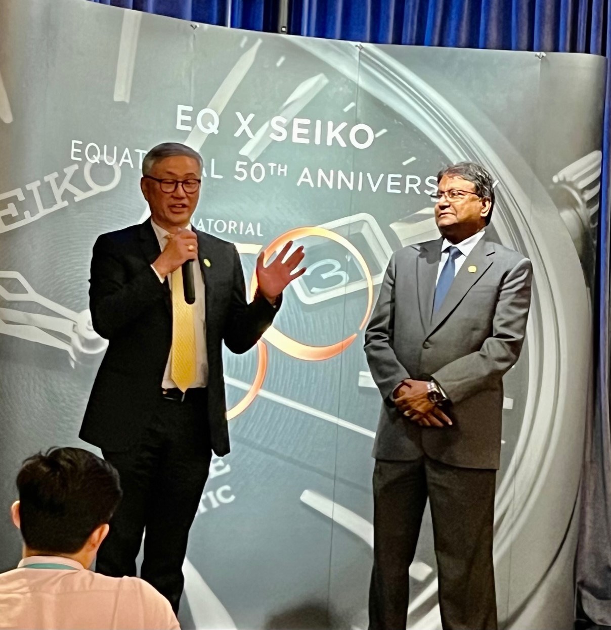 Donald Lim speaking at the presentation of the Seiko timepiece to Balam ...